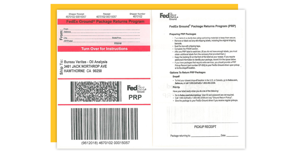 Shipping Your Oil Analysis Kits, Oil Analysis, FedEx PRP Program | KOWA